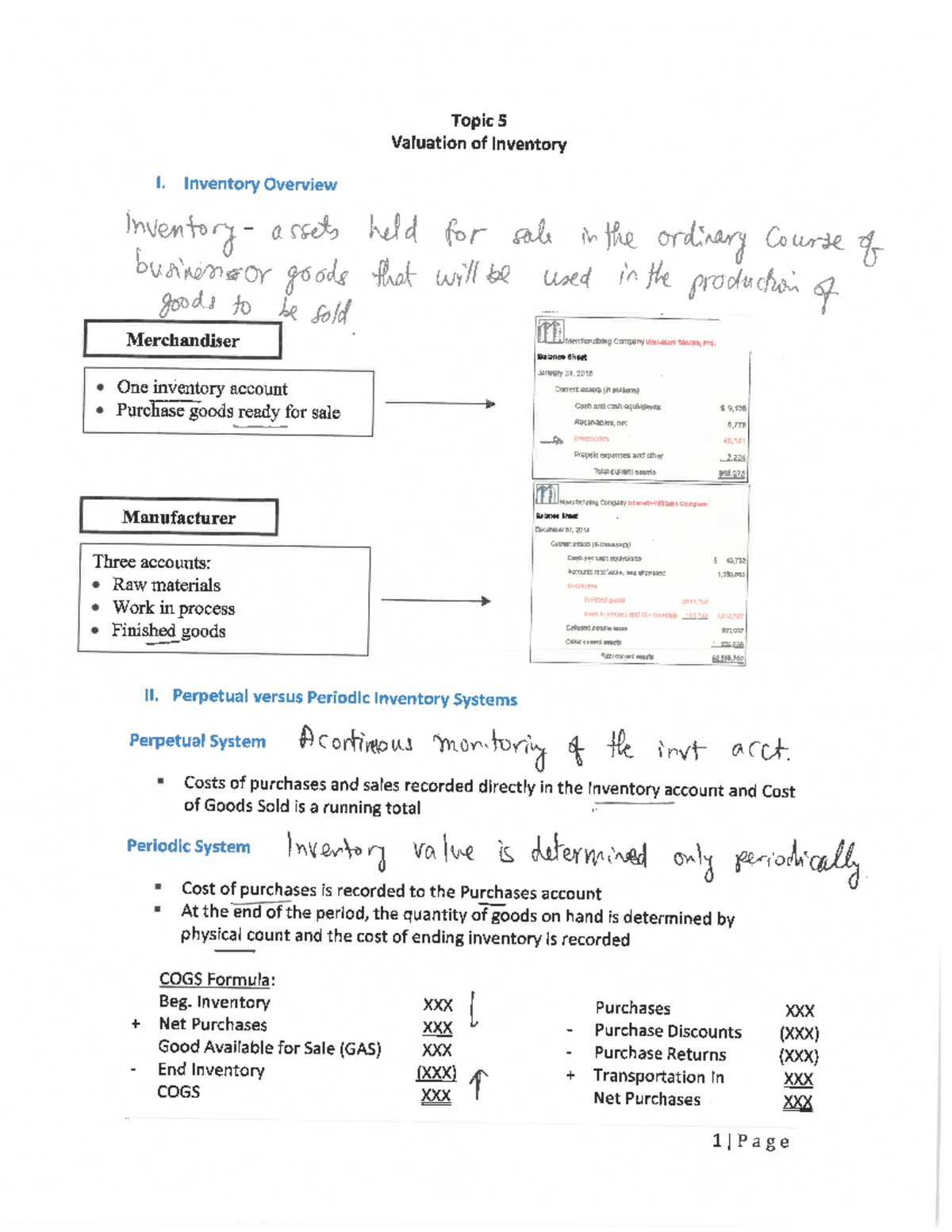 Topic 5 Notes - Completed - ACCT 315 - Studocu