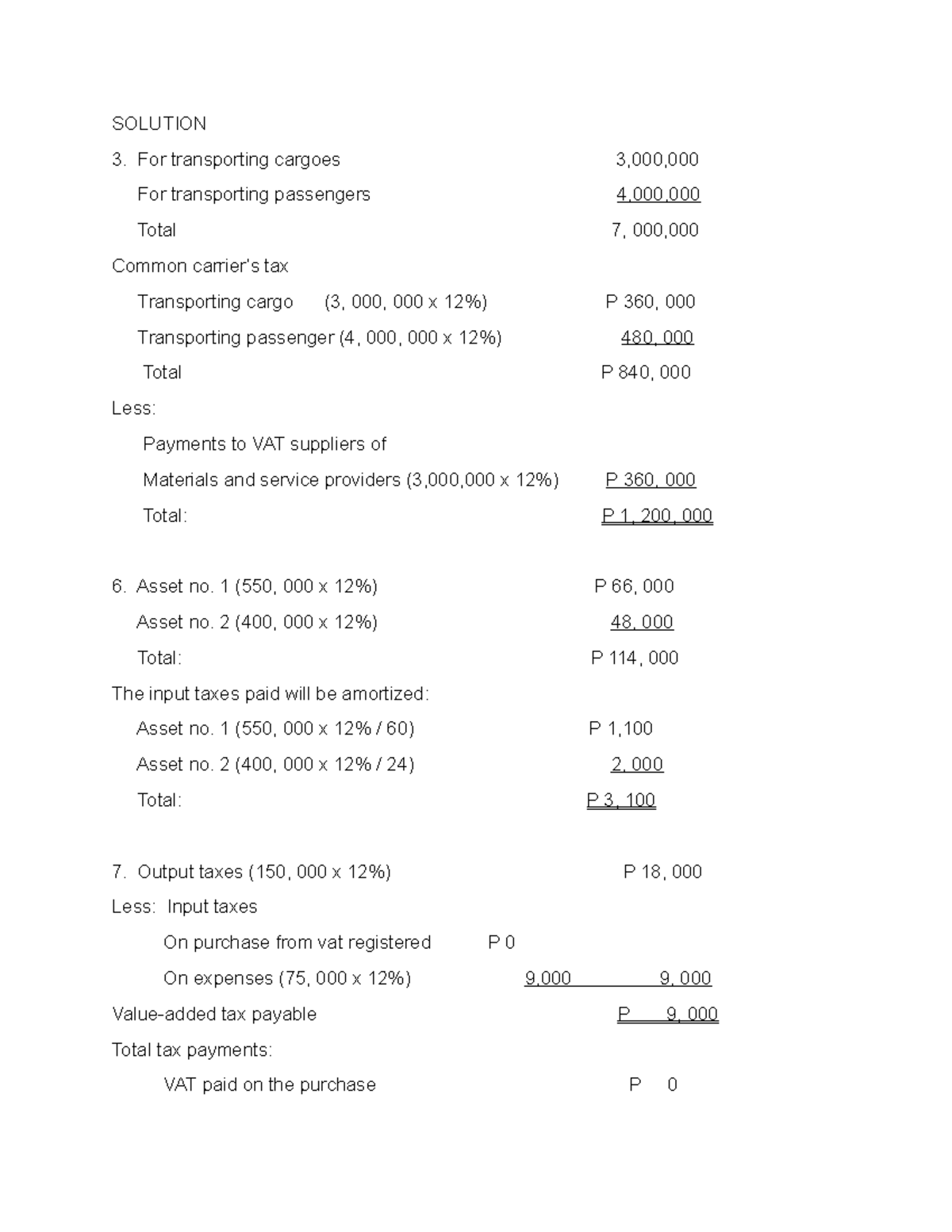 Bus tax 3 6 7 - Review Notes - SOLUTION For transporting cargoes 3,000 ...