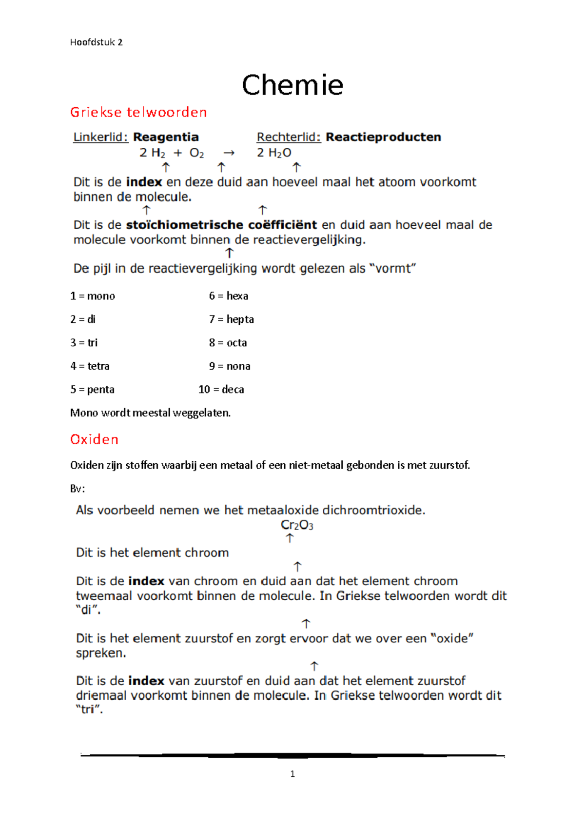 Hoofdstuk 2 - chemie - Hoofdstuk 2 Chemie Griekse telwoorden 1 = mono 6 ...