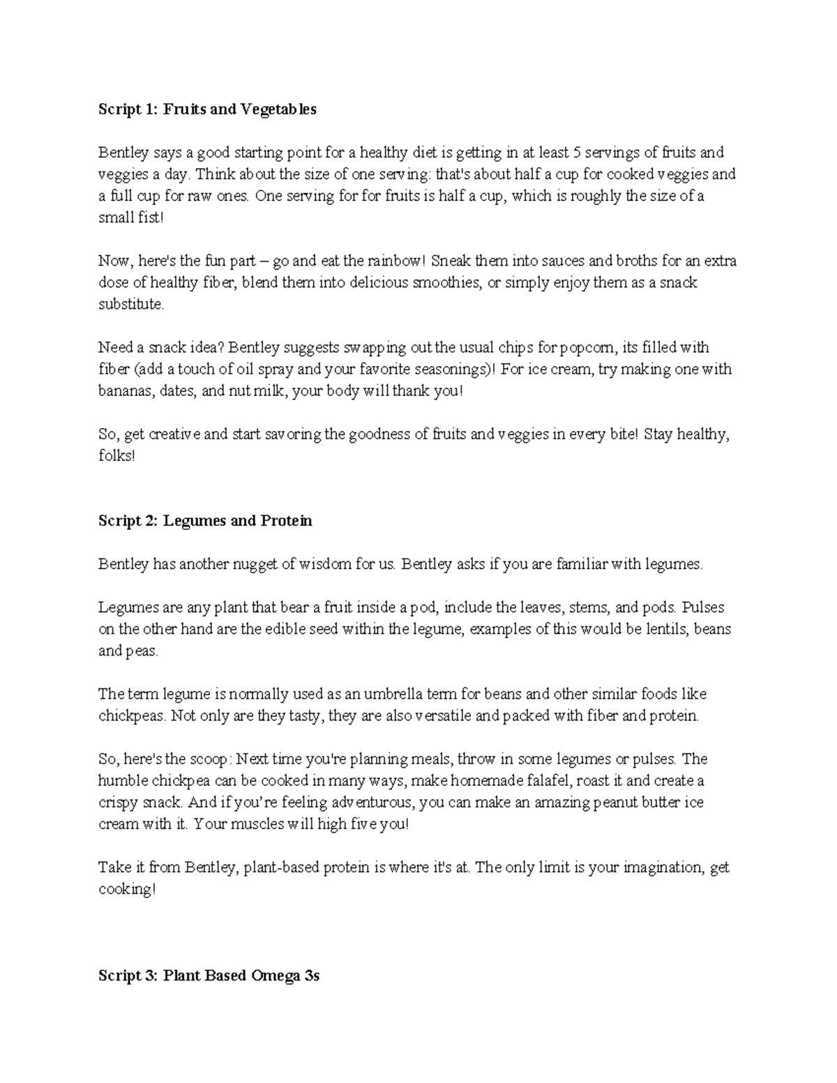 Scripts - Think about the size of one serving: that's about half a cup ...