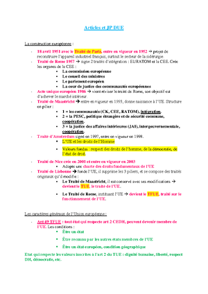 Cours - Droit de L’Union Européenne Droit de l’UE = droit positif, dans ...