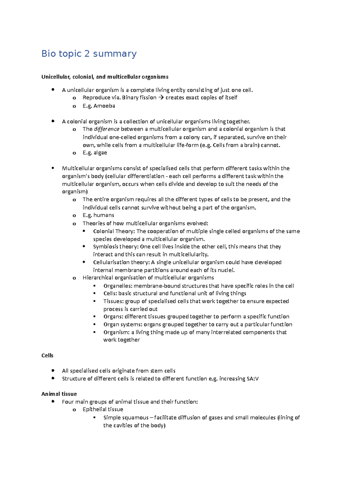 Module 2 BIO - Full mod 2 summary notes - Bio topic 2 summary ...