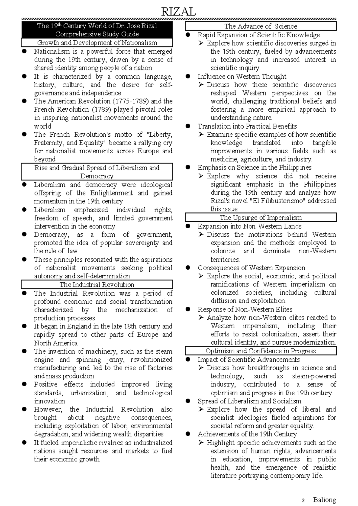 Rizal-2ND- Prelims - Rizal - The 19 th Century World of Dr. Jose Rizal ...