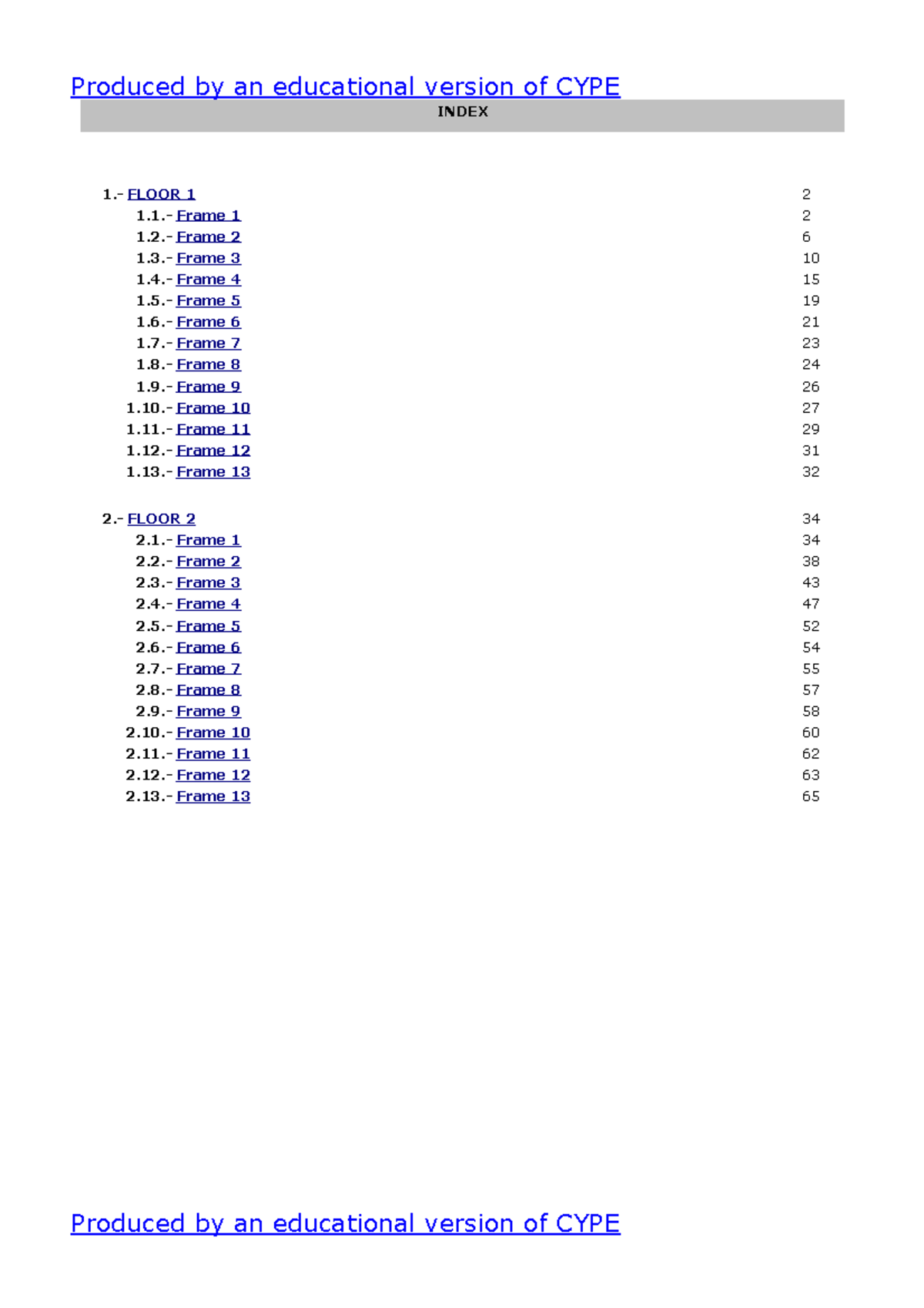 Beam reinforcement report - INDEX 1.- FLOOR - 1.- Frame - 1.- Frame - 1 ...