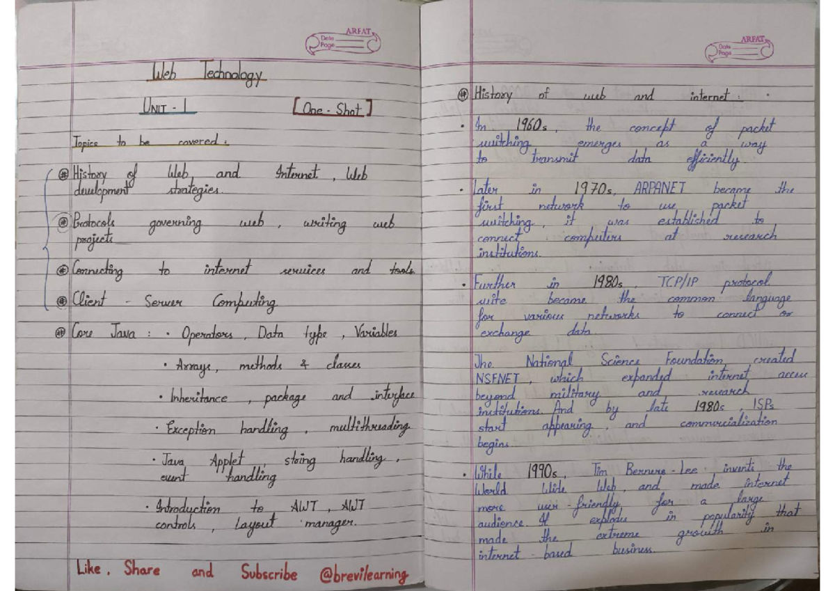 All units notes for One Shot video by brevilearning YT - B.Tech CSE ...