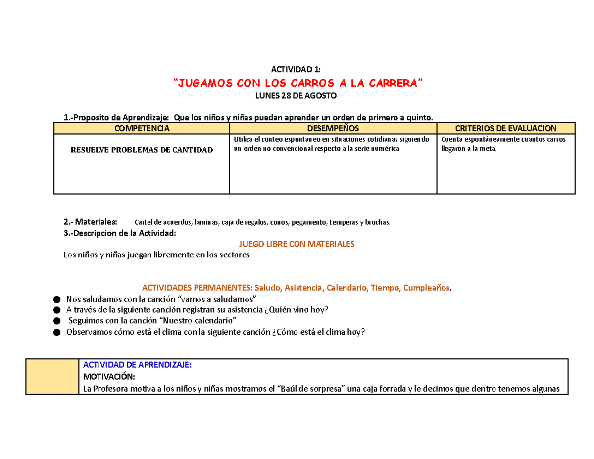 Actividad juguete 1 - vbcvb - ACTIVIDAD 1: “JUGAMOS CON LOS CARROS A LA ...