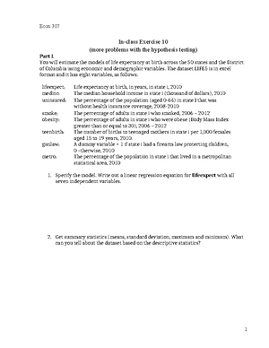 ECON 307 S21 EX 2 - Econometrics practice. - ECON 307 - Studocu