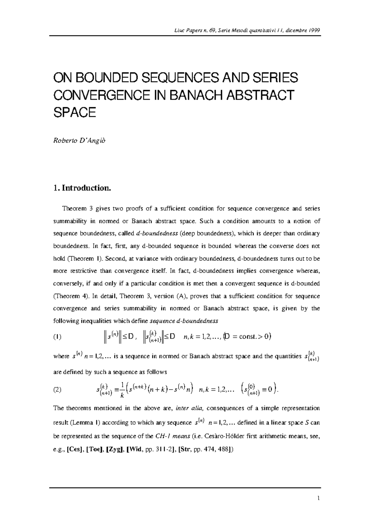 Covegence in ubstract Space - Liuc Papers n. 69, Serie Metodi ...