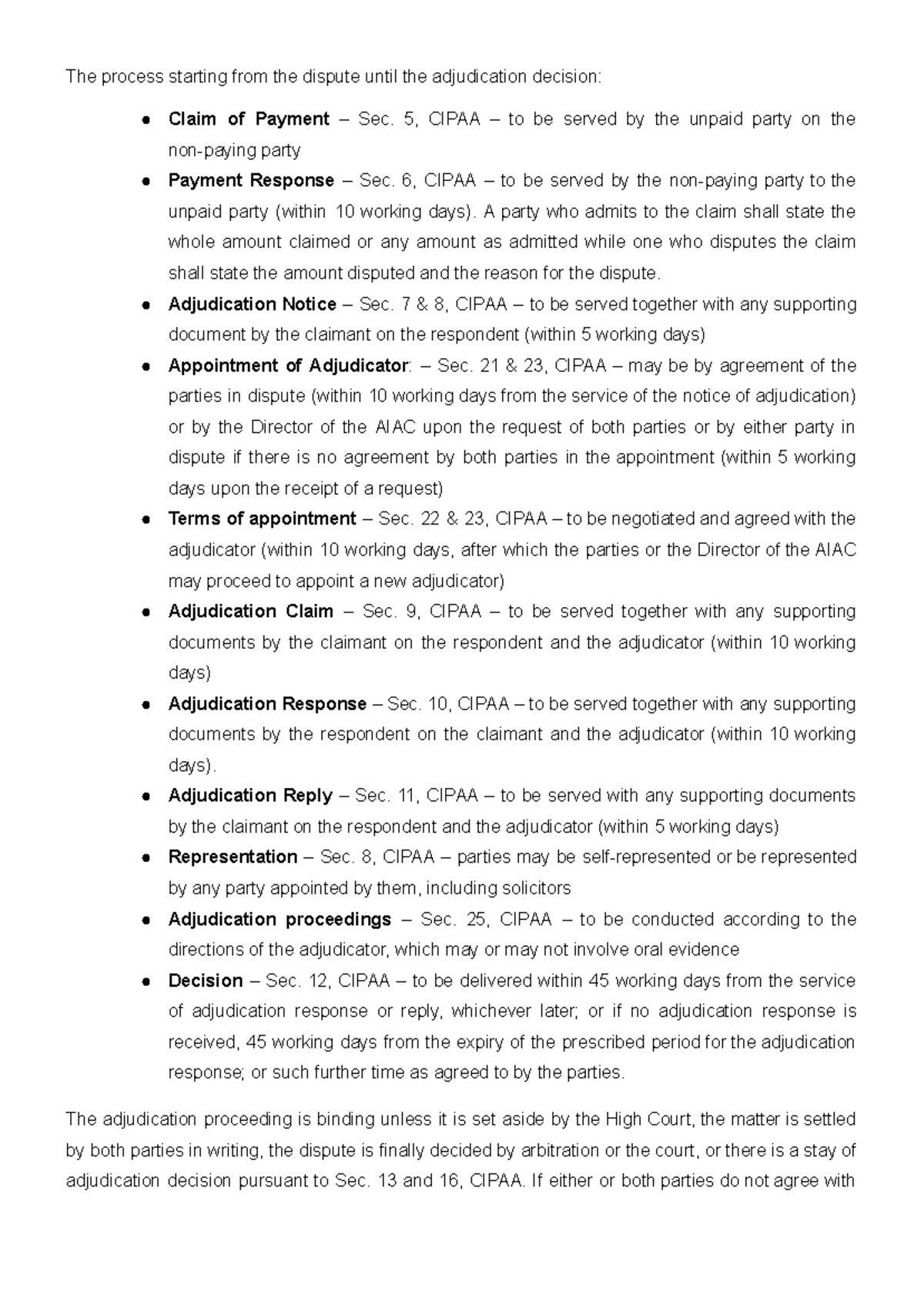 Procedure of Cipaa - The process starting from the dispute until the ...