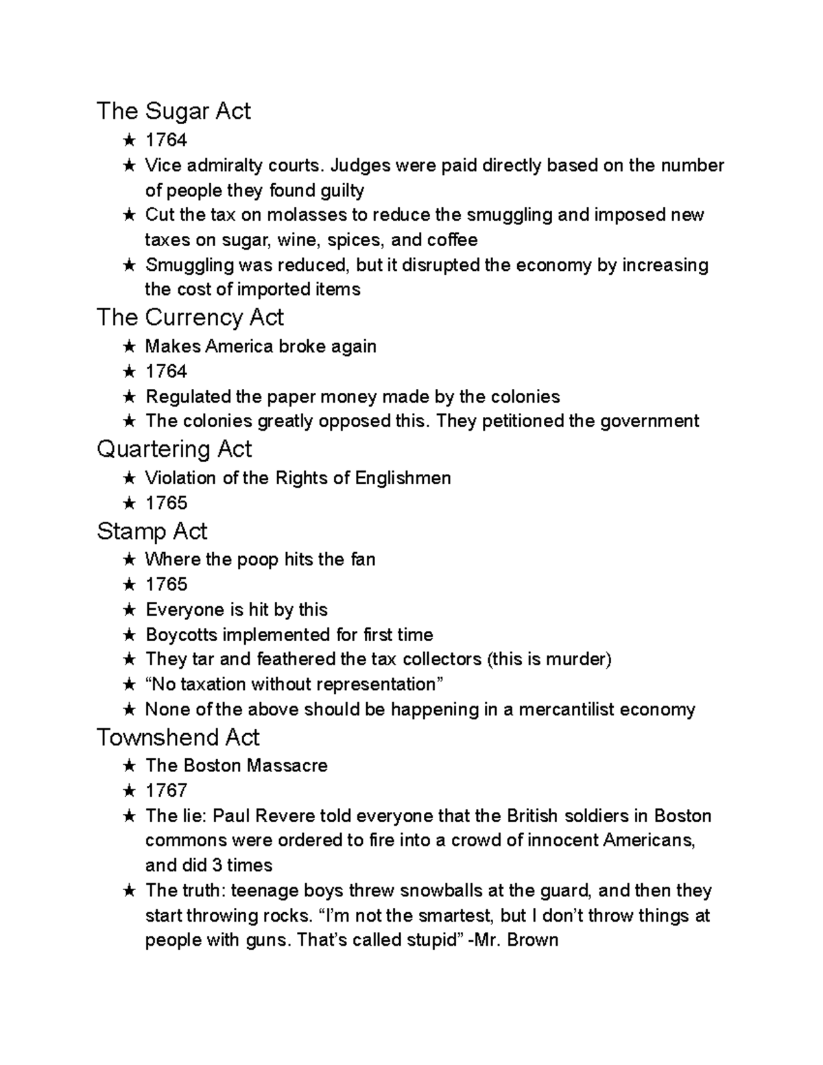 Acts - Various acts and laws of the time period, summarized. - The ...