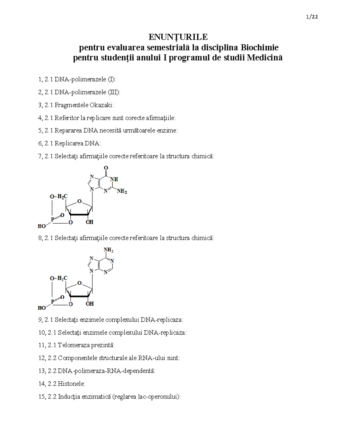 Enunturi M anul I rom - Llll - ENUNȚURILE pentru evaluarea semestrială ...
