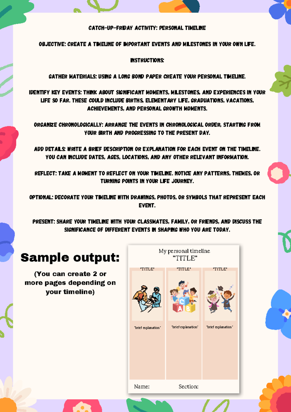 Catch up friday activity - Catch-up-friday Activity: Personal Timeline ...