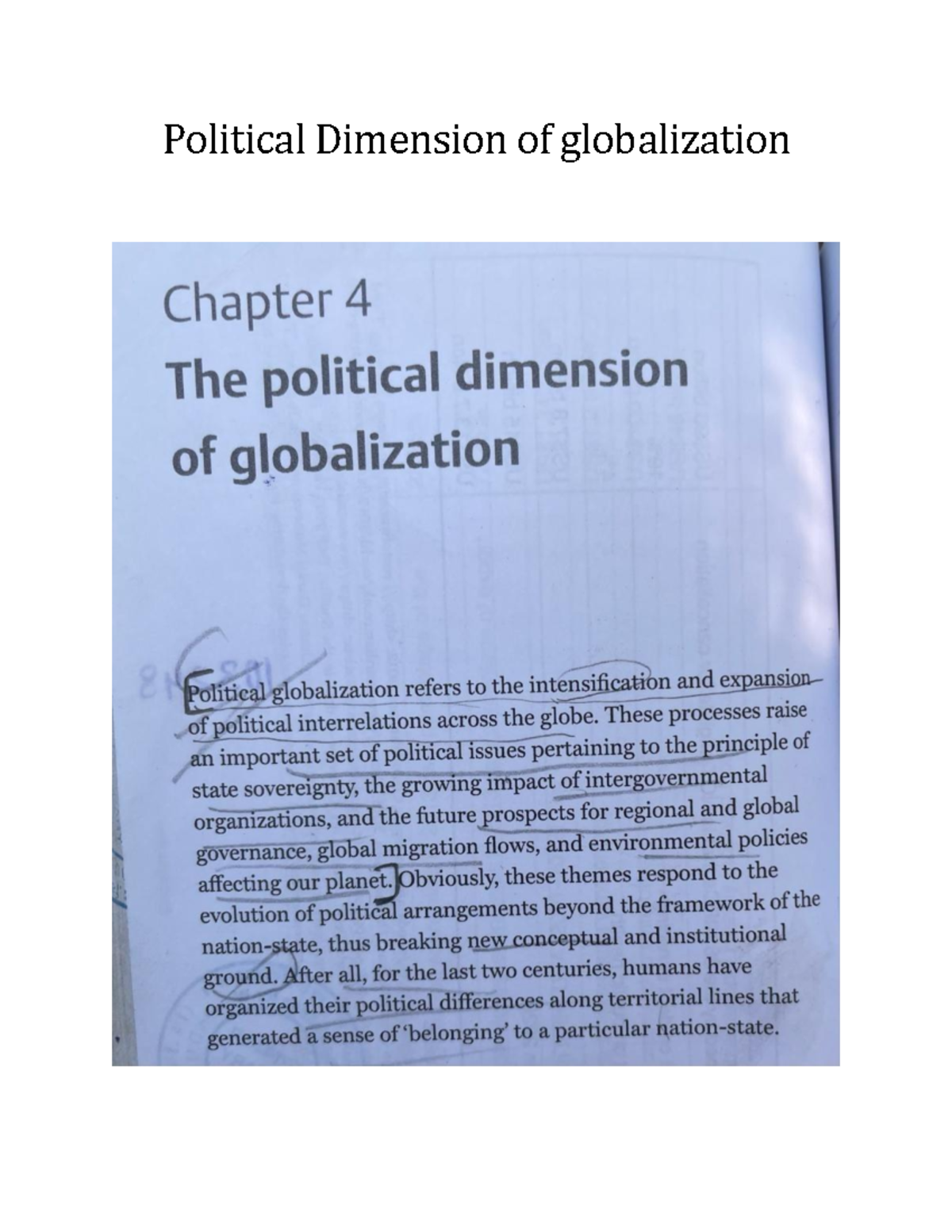Political Dimension of globalization - Studocu