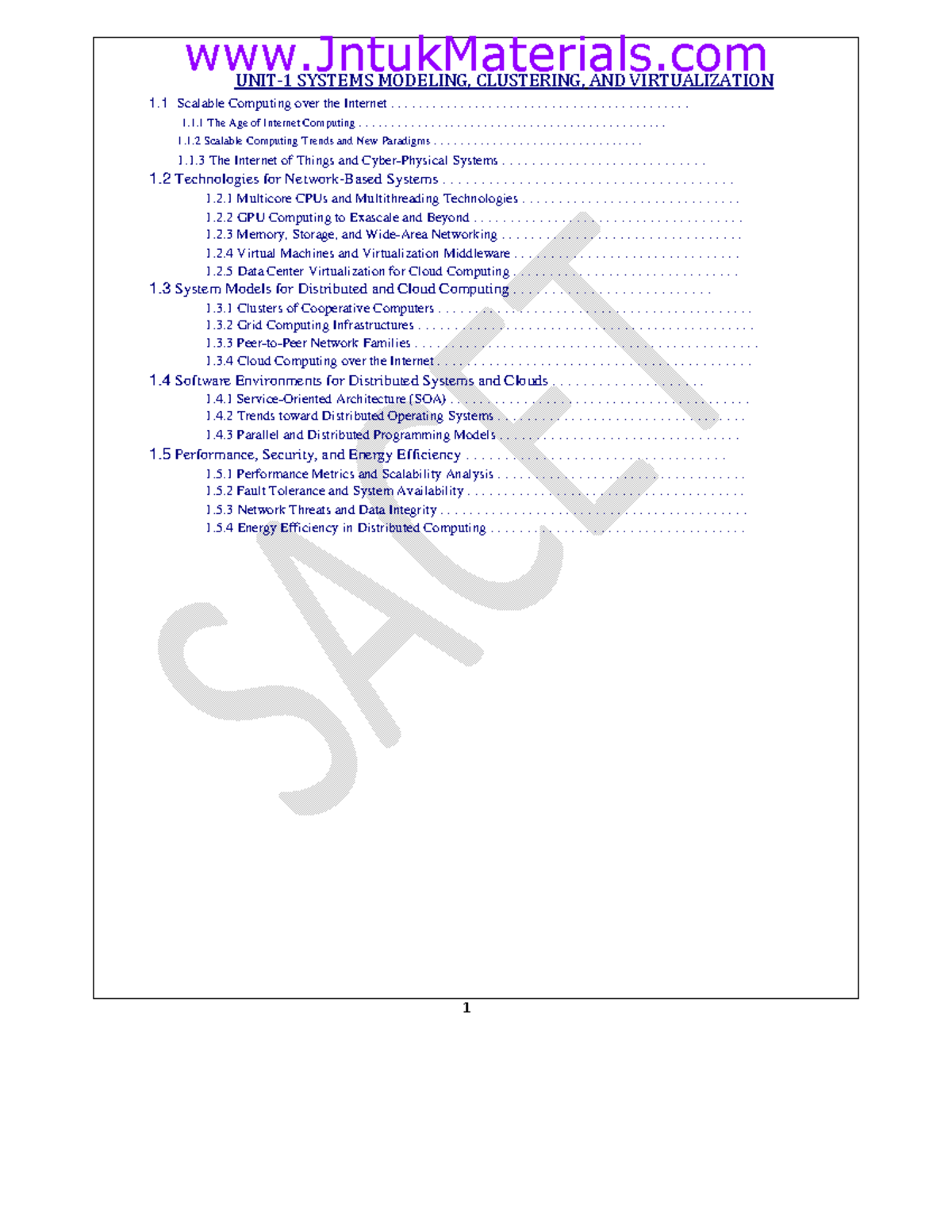 Cloud computing unit 1 - UNIT-1 SYSTEMS MODELING, CLUSTERING, AND VIRTUALIZATION ####### 1 ...