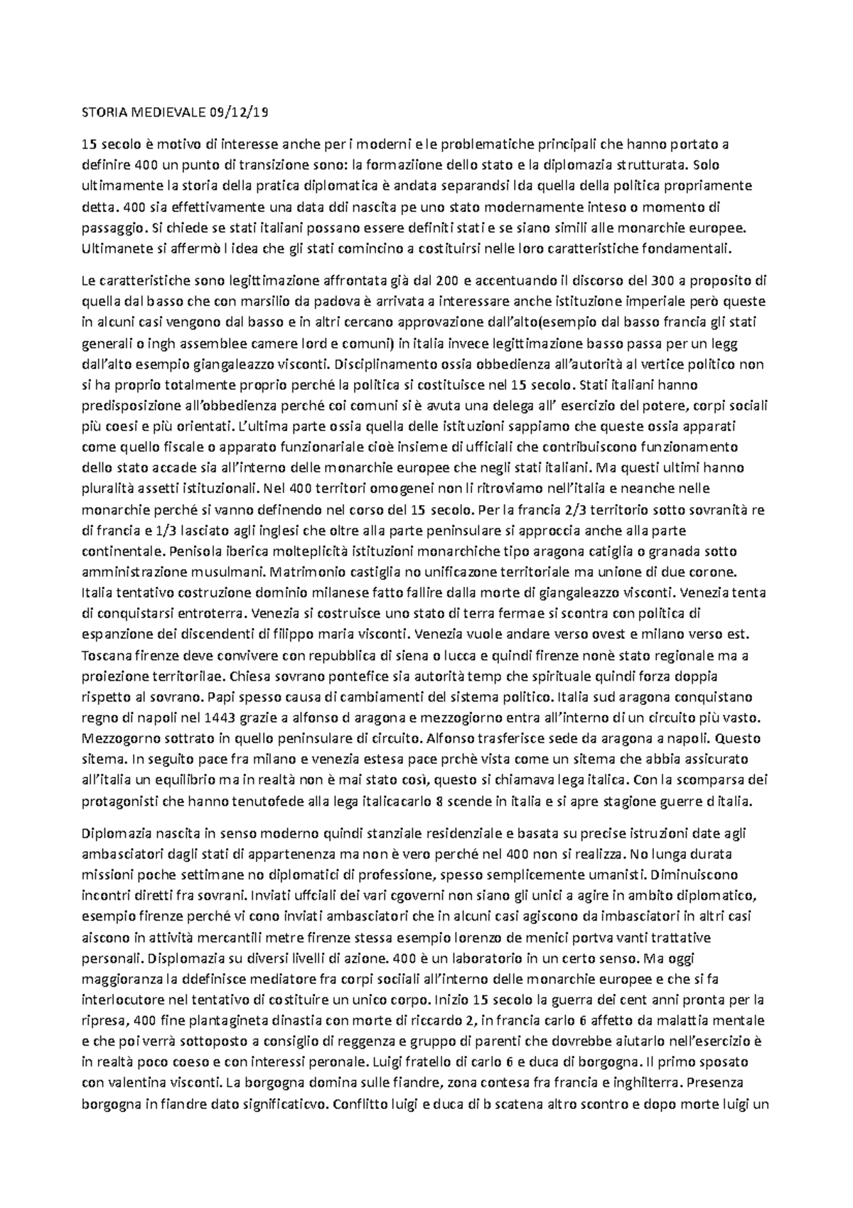 Storia Medievale il XV secolo - STORIA MEDIEVALE 09/12/ 15 secolo è ...