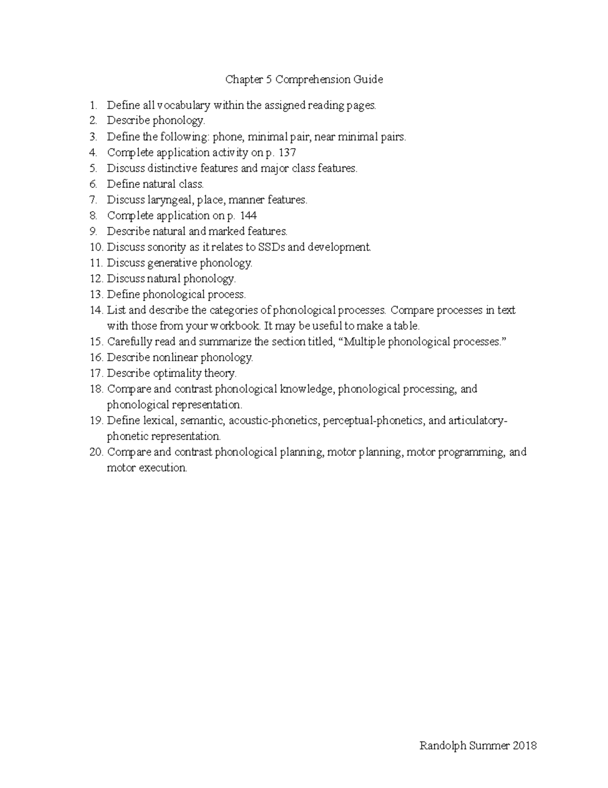 Chapter 5 Comprehension Guide - Chapter 5 Comprehension Guide Define ...