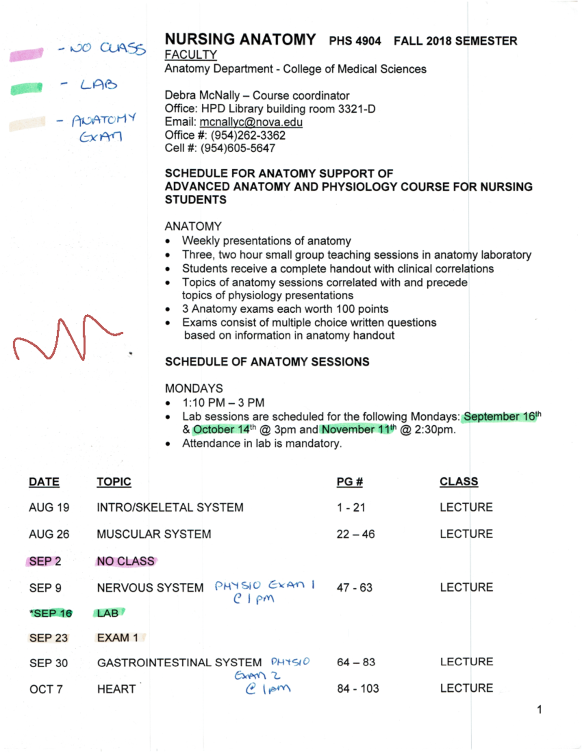 Skeletal System WITH Notes - NURSING ANATOMY PHS 4904 FALL 2018 ...