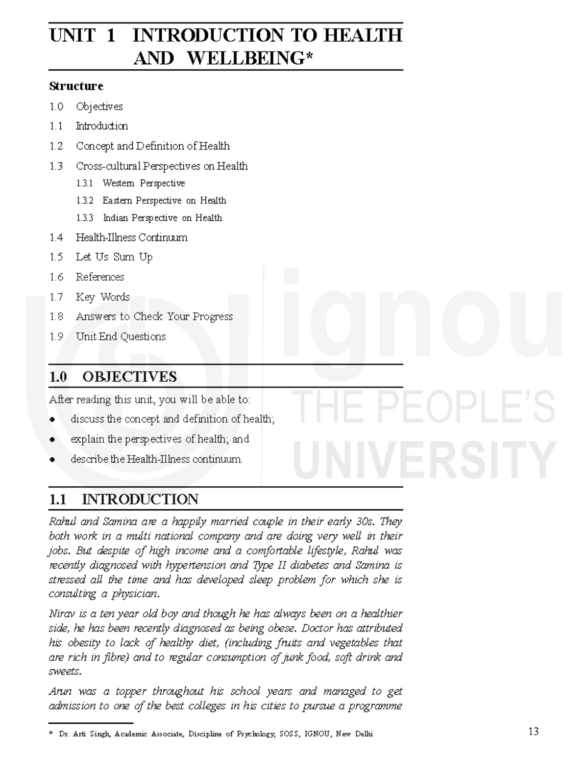 Unit-1 - Evs - 13 UNIT 1 INTRODUCTION TO HEALTH AND WELLBEING ...