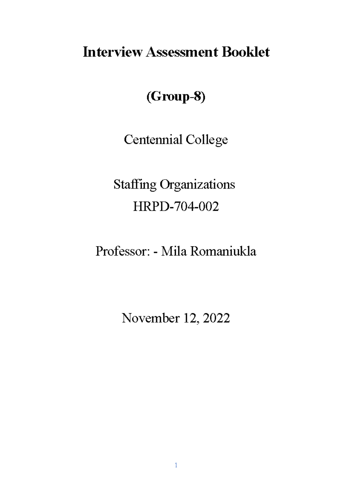 Staffing-704-TA2 - staffing assignment - Interview Assessment Booklet ...