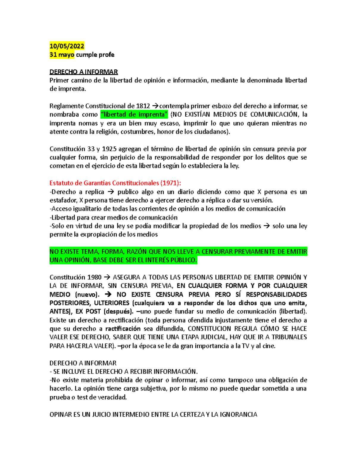 3 Derecho INFO - resumen - 10/05/ 31 mayo cumple profe DERECHO A ...