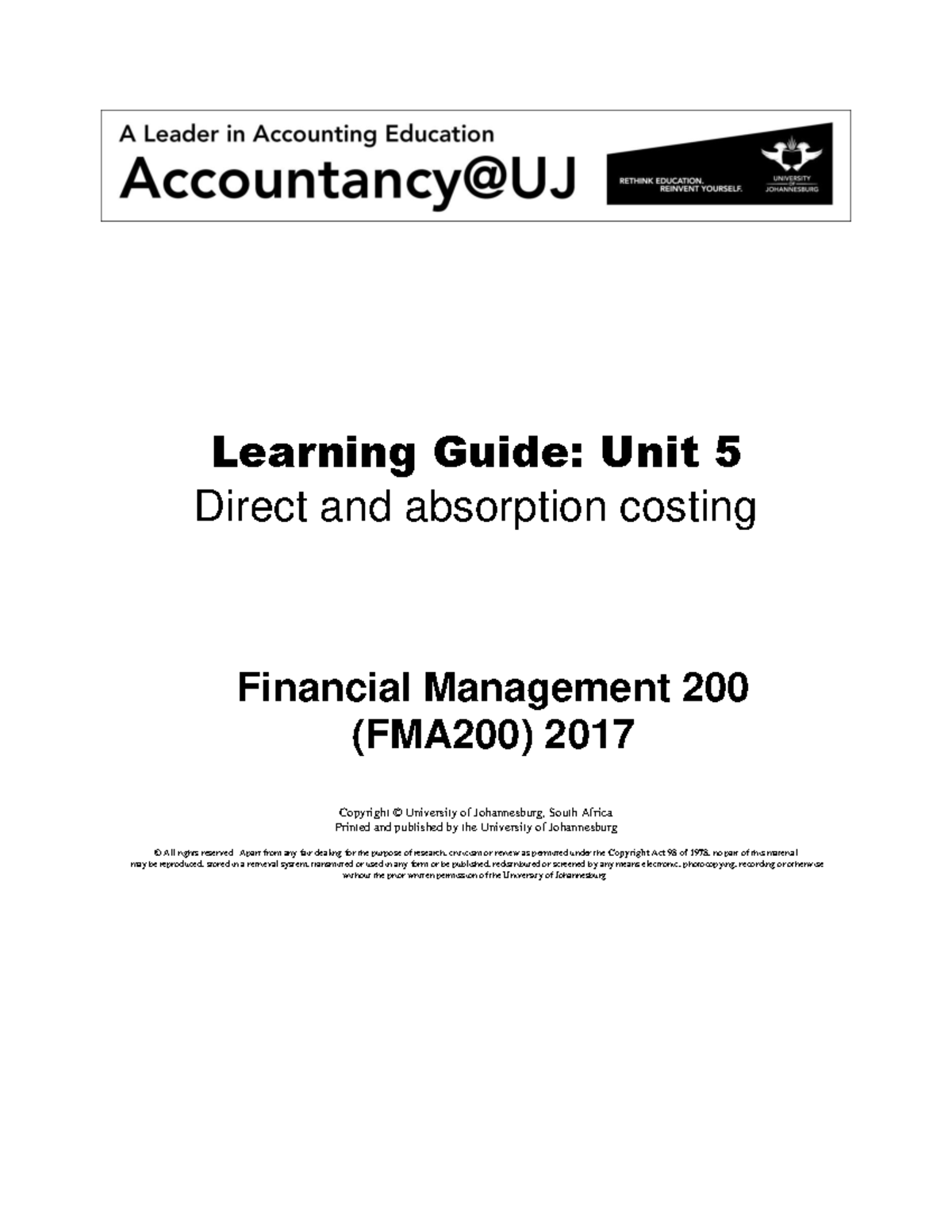 UNIT 5-Learning guide - 2017 - Learning Guide: Unit 5 Direct and ...