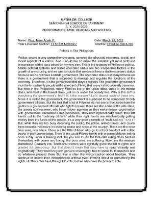 NSTP 2 Reflection Paper Rio - National Service Training Program Civic ...