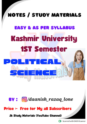 BG.1st Semester Political Science Study Material Kashmir University - political science - Studocu
