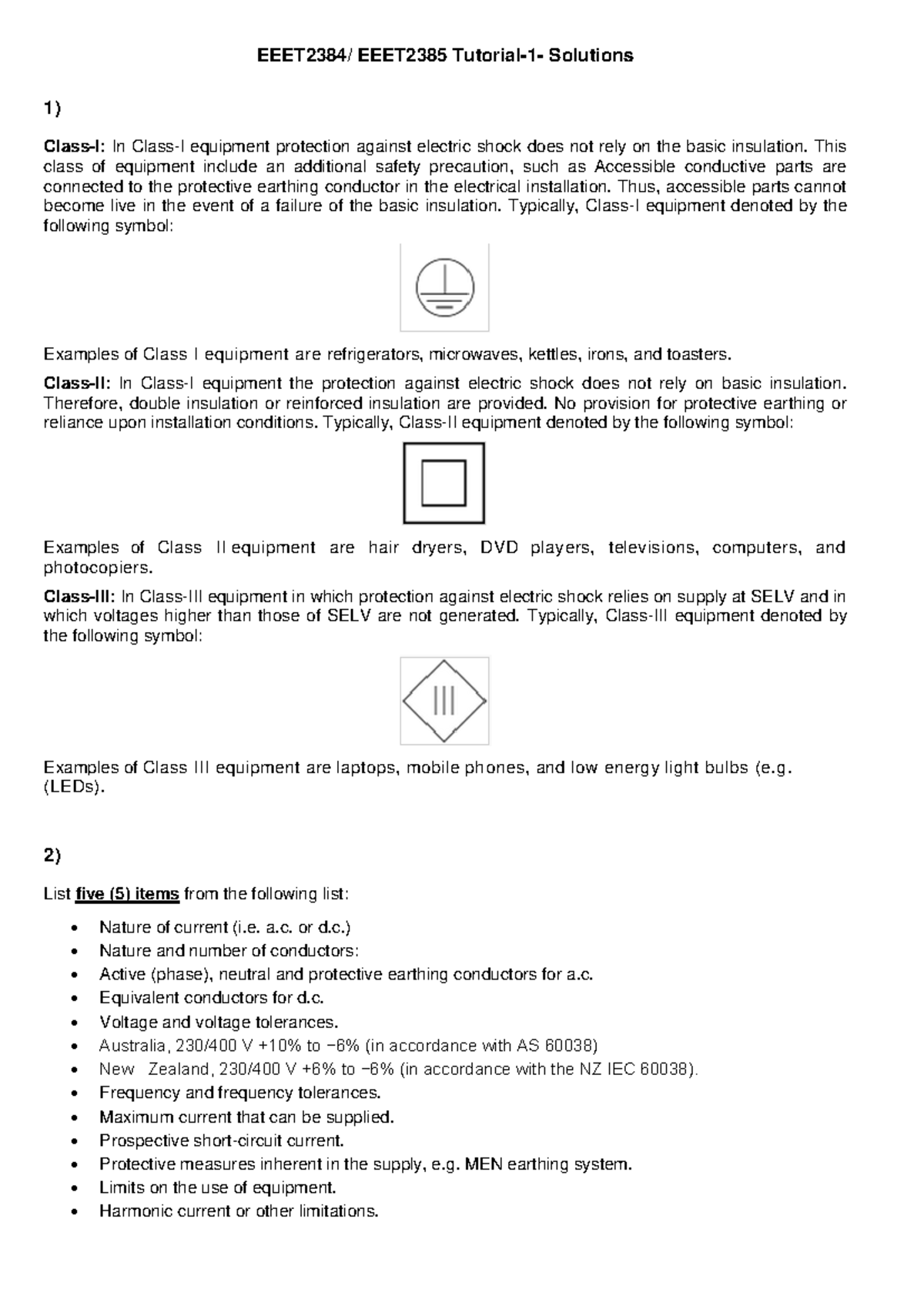EEET2384 2385 Tutorial-1-Solutions - EEET2384/ EEET2385 Tutorial- 1 ...