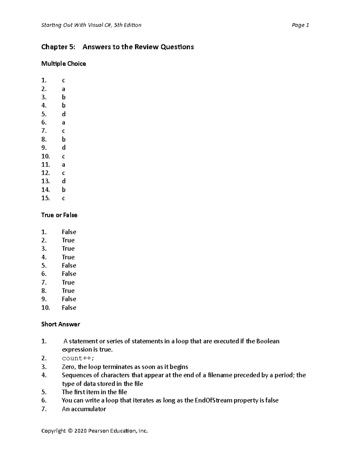 Chapter 05 - Starting Out With Visual C#, 5th Edition Page 1 Chapter 5 ...