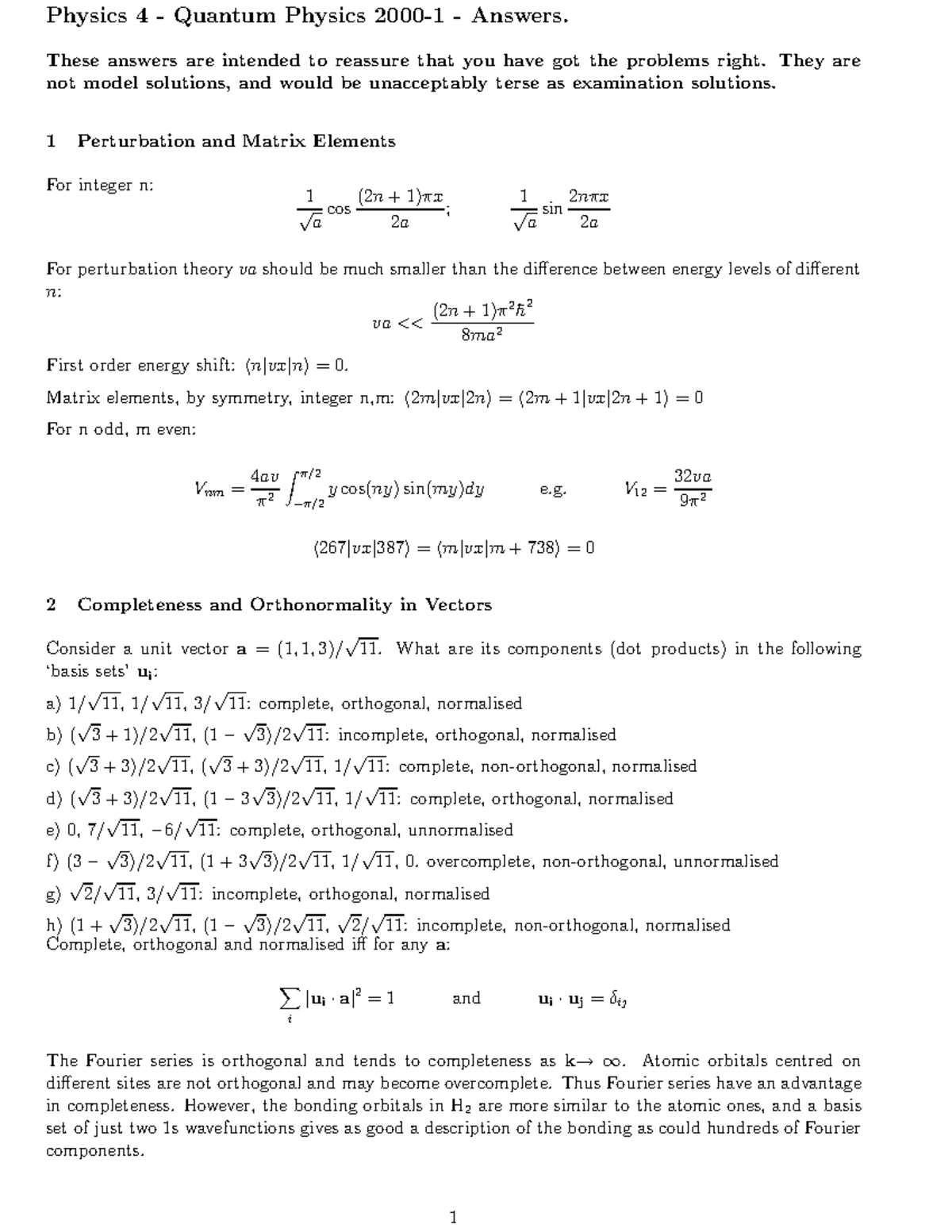 Sample/practice exam 2008, answers - Physics 4 Quantum Physics Answers ...