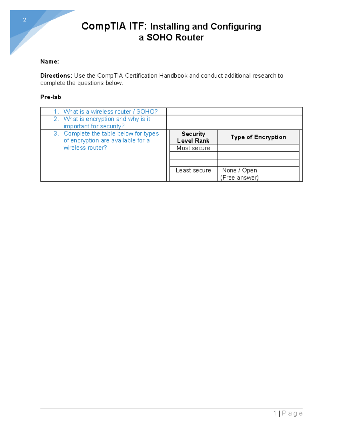 2.8 Installing a SOHO router - CompTIA ITF: Installing and Configuring ...