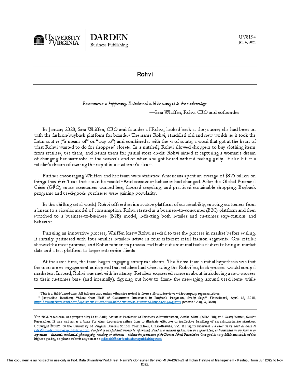 Rohvi case - Actions and implementations - UV Jan. 6, 2021 This field ...