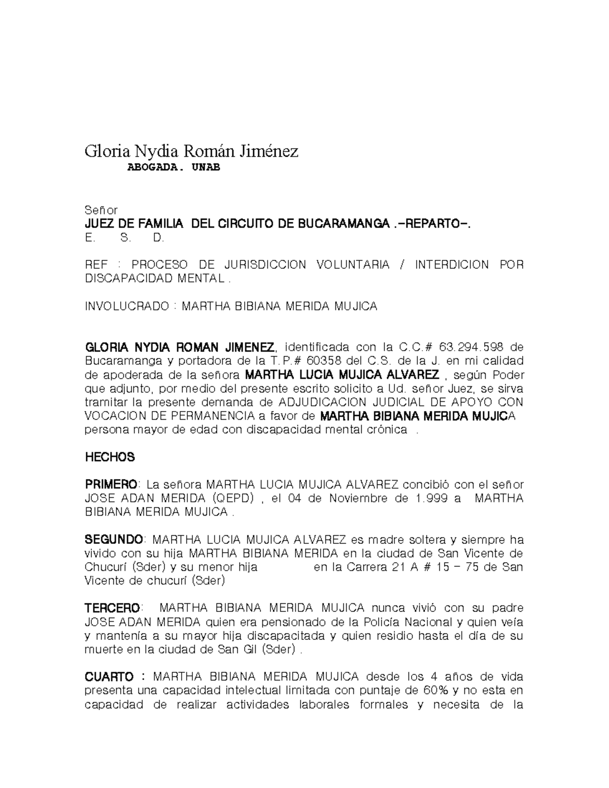 483869148 Demanda Adjudicacion Judicial DE Apoyos docx - Gloria Nydia ...