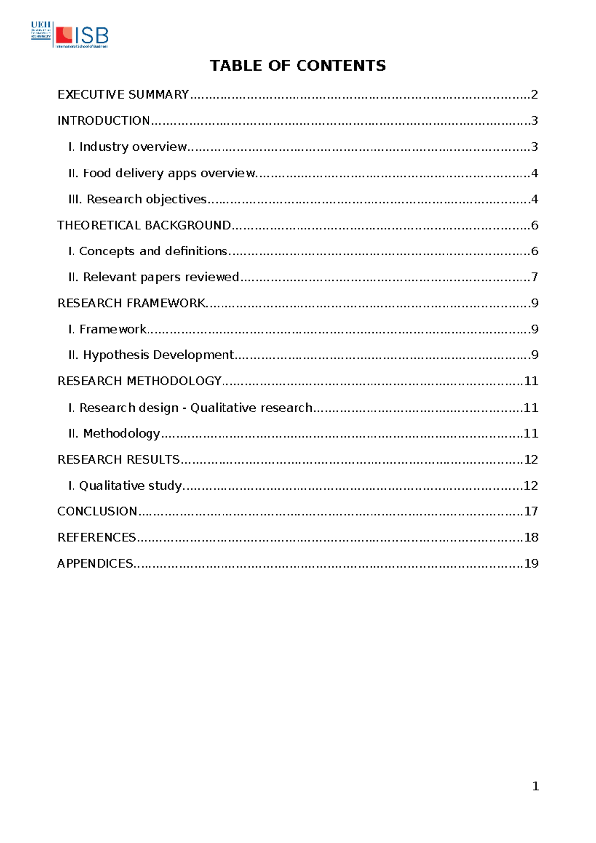 Draft-Final-report - TABLE OF CONTENTS EXECUTIVE - Studocu