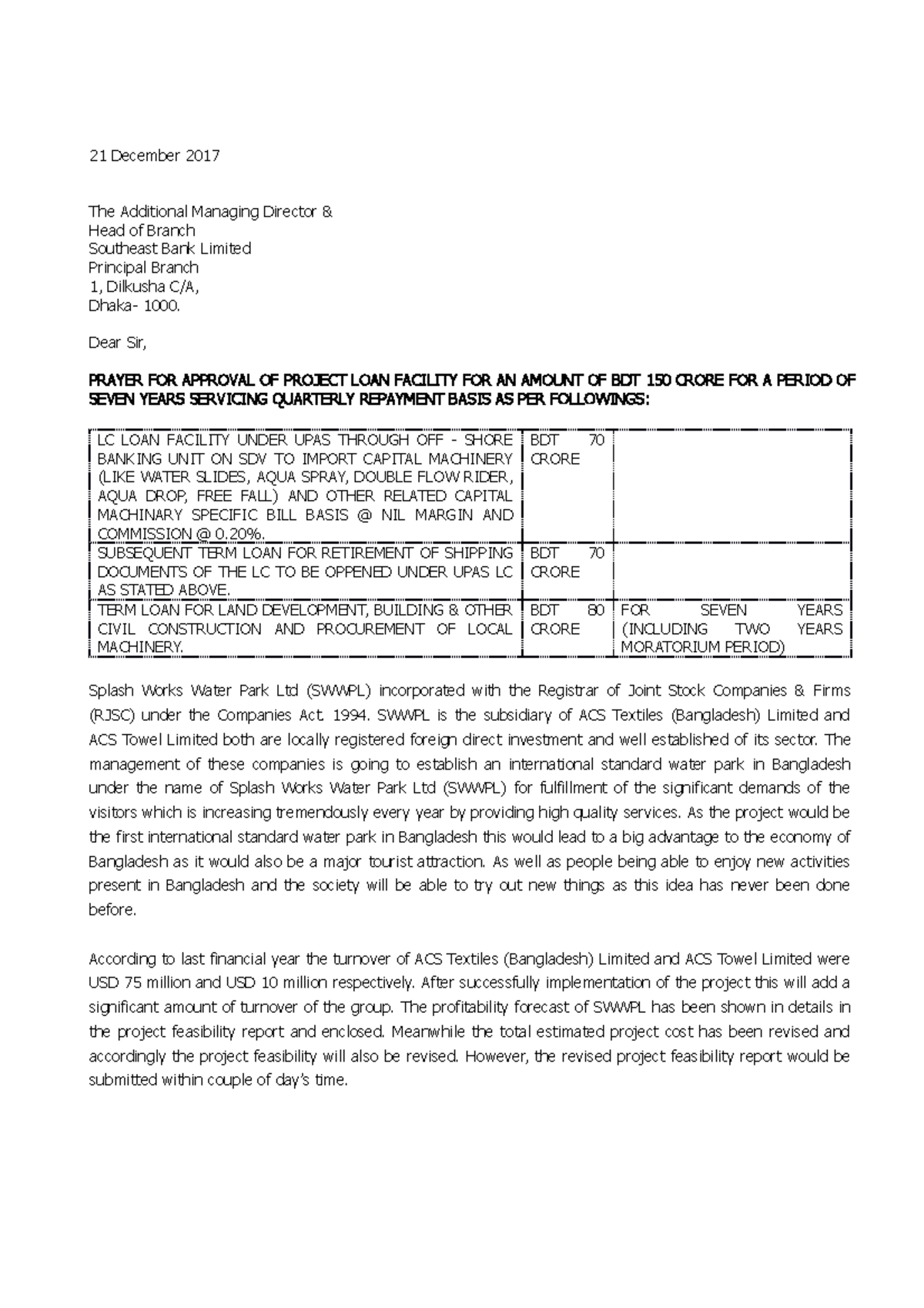 Draft Request Letter - TYU - 21 December 2017 The Additional Managing ...