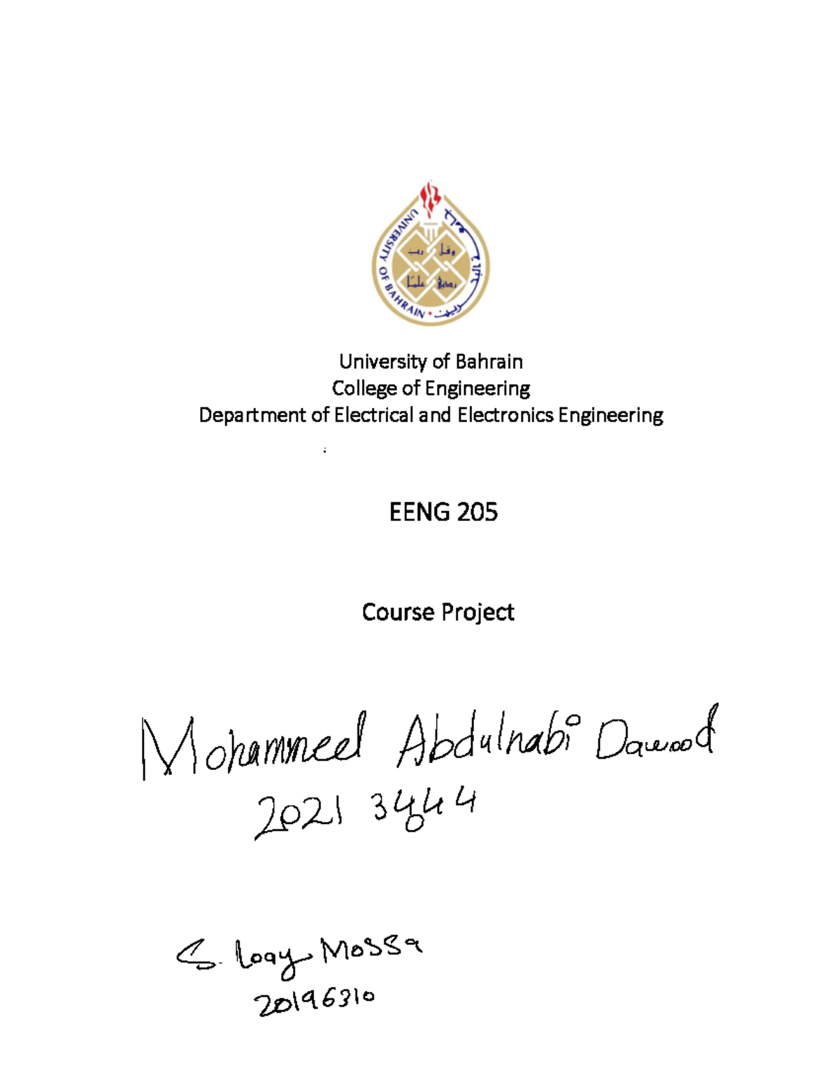 EENG205 Project - University of Bahrain College of Engineering ...