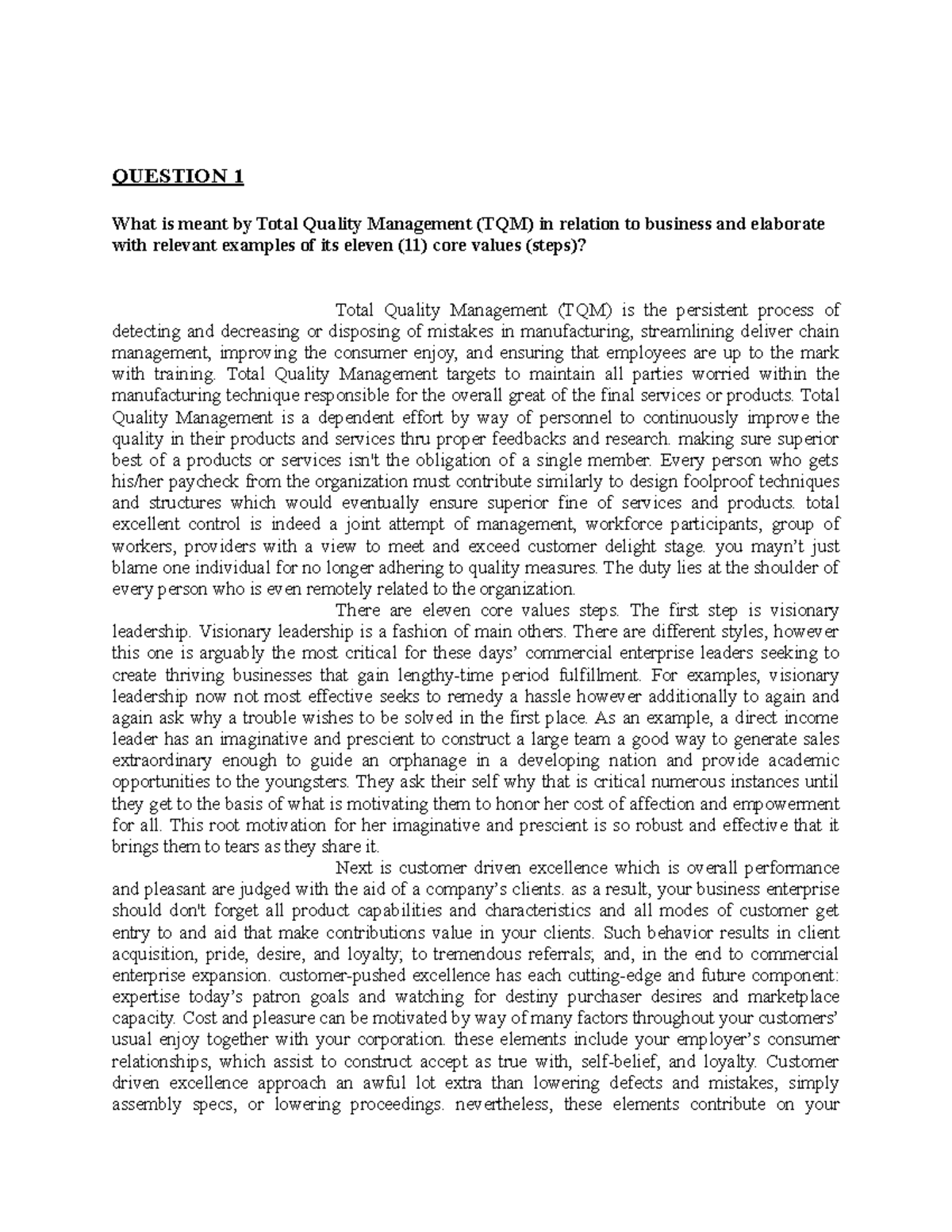 Assignment Engineering Quality Management - QUESTION 1 What is meant by ...