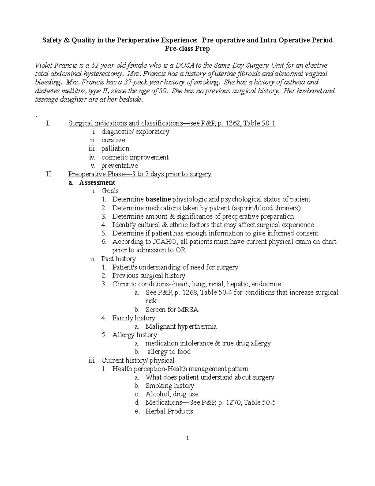 Preop intraop - Lecture notes Pre-op, intra-op - Safety & Quality in ...