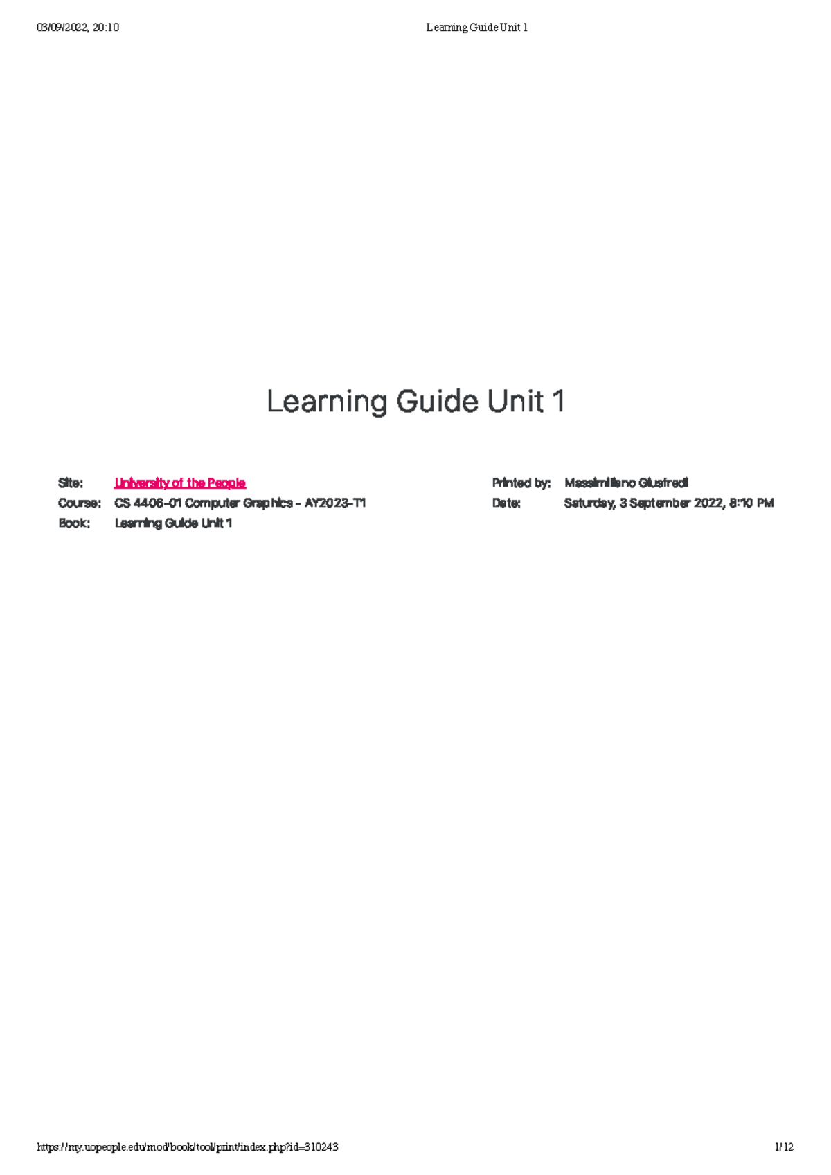Learning Guide Unit 1 Develop An Understanding Of Computer Graphics Develop Graphic Models