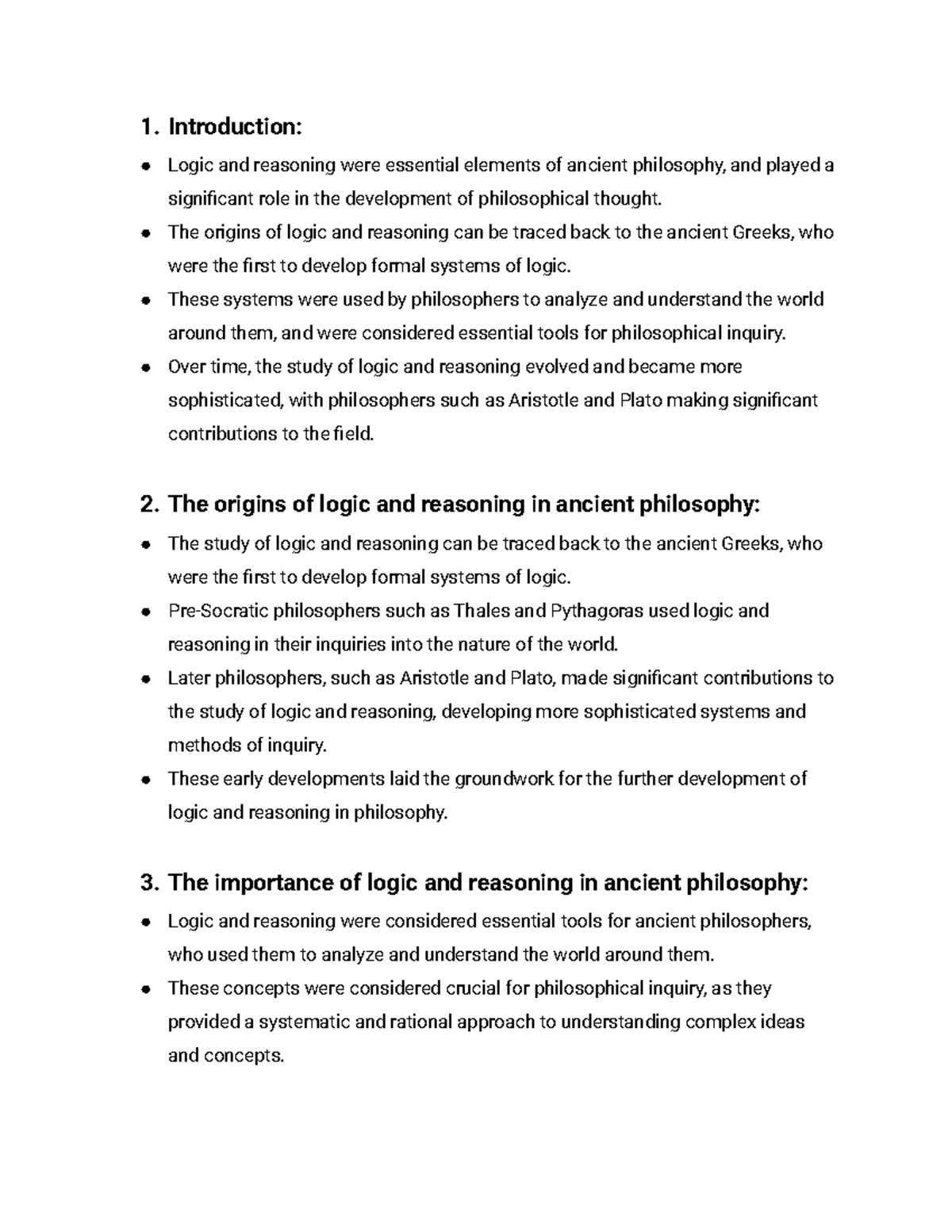 The role of logic and reasoning in ancient philosophy - 1. Introduction ...