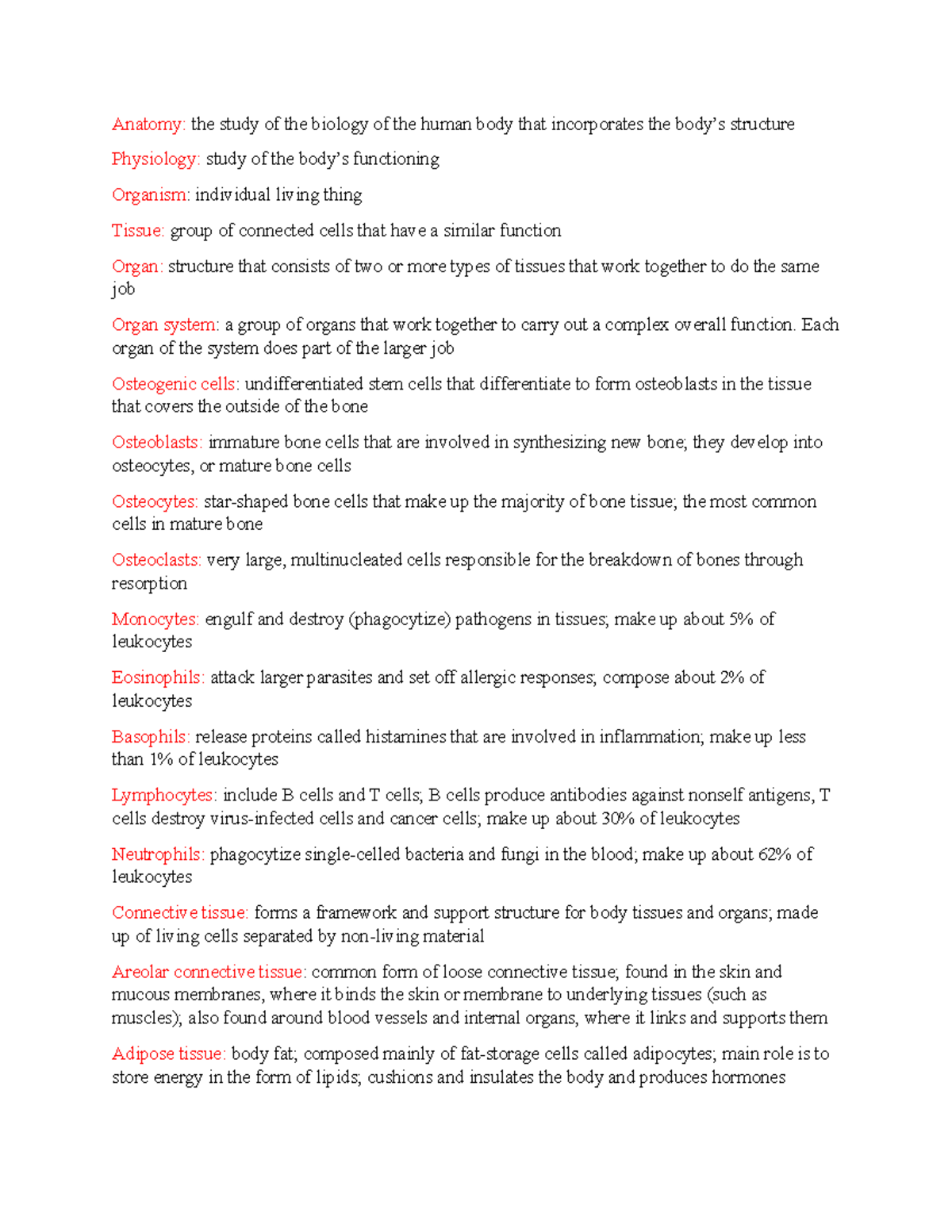 Chapter 9 Vocab - Anatomy: the study of the biology of the human body ...