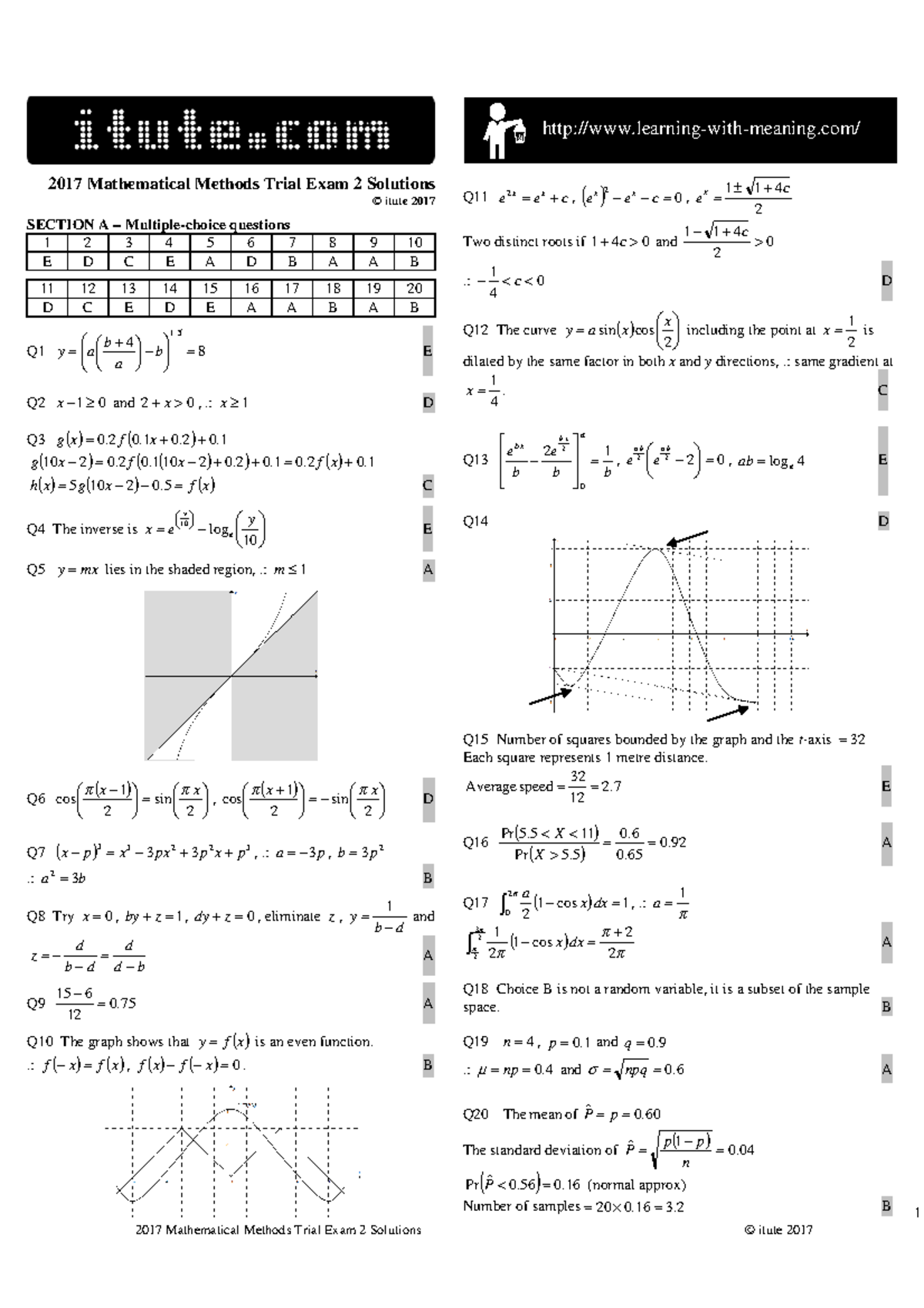 59th Exam solutions - Methods 3/4 Final Exam - 2017 Mathematical ...