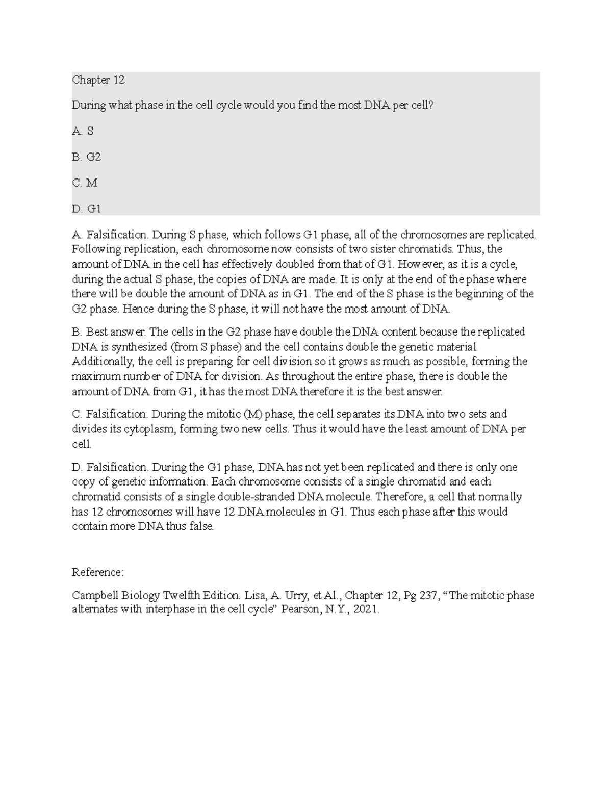 BIO 202 Chapter 12 discussion - Chapter 12 During what phase in the ...