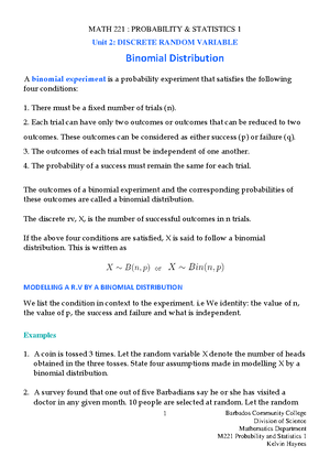 MATH 221 unit 1 lesson #2 - MATH 221: PROBABILITY & STATISTICS I Week 1 ...