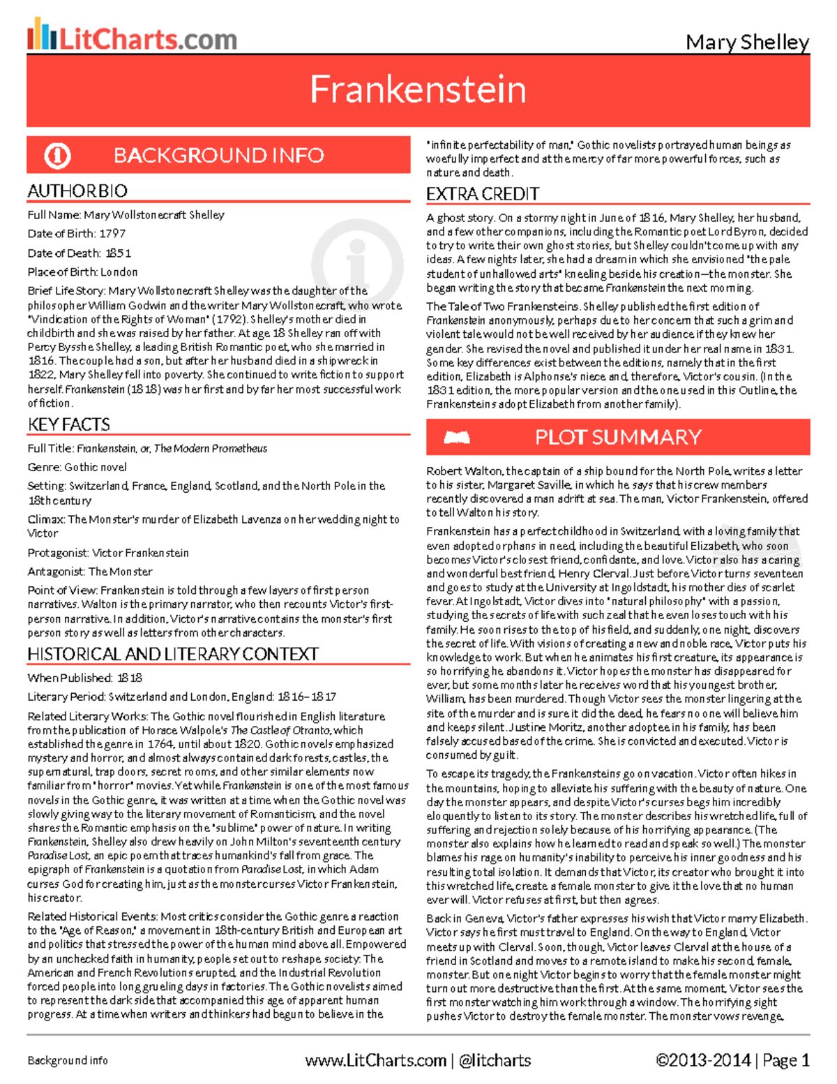 Frankenstein Analysis - Frankenstein AUTHOR BIO Full Name: Mary ...