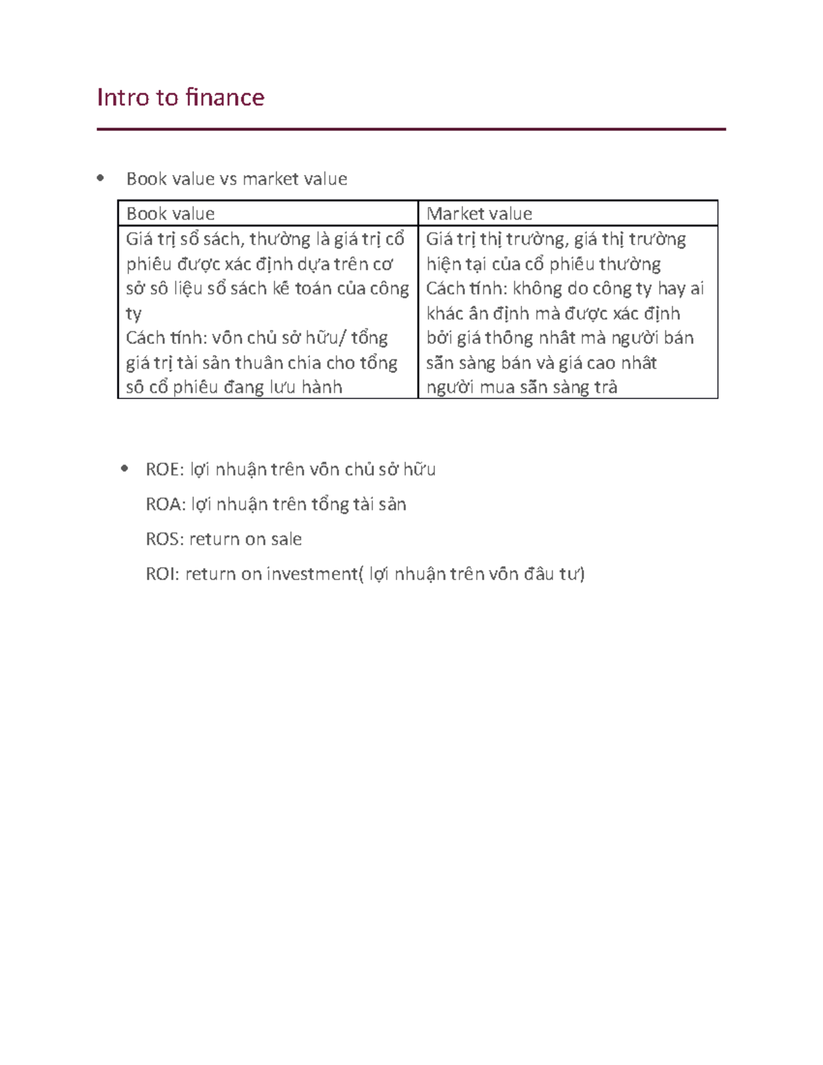 Intro To Finance Lecture Notes 1 Intro To Finance Book Value Vs intro-to-finance-lecture-notes-1-intro-to-finance-book-value-vs