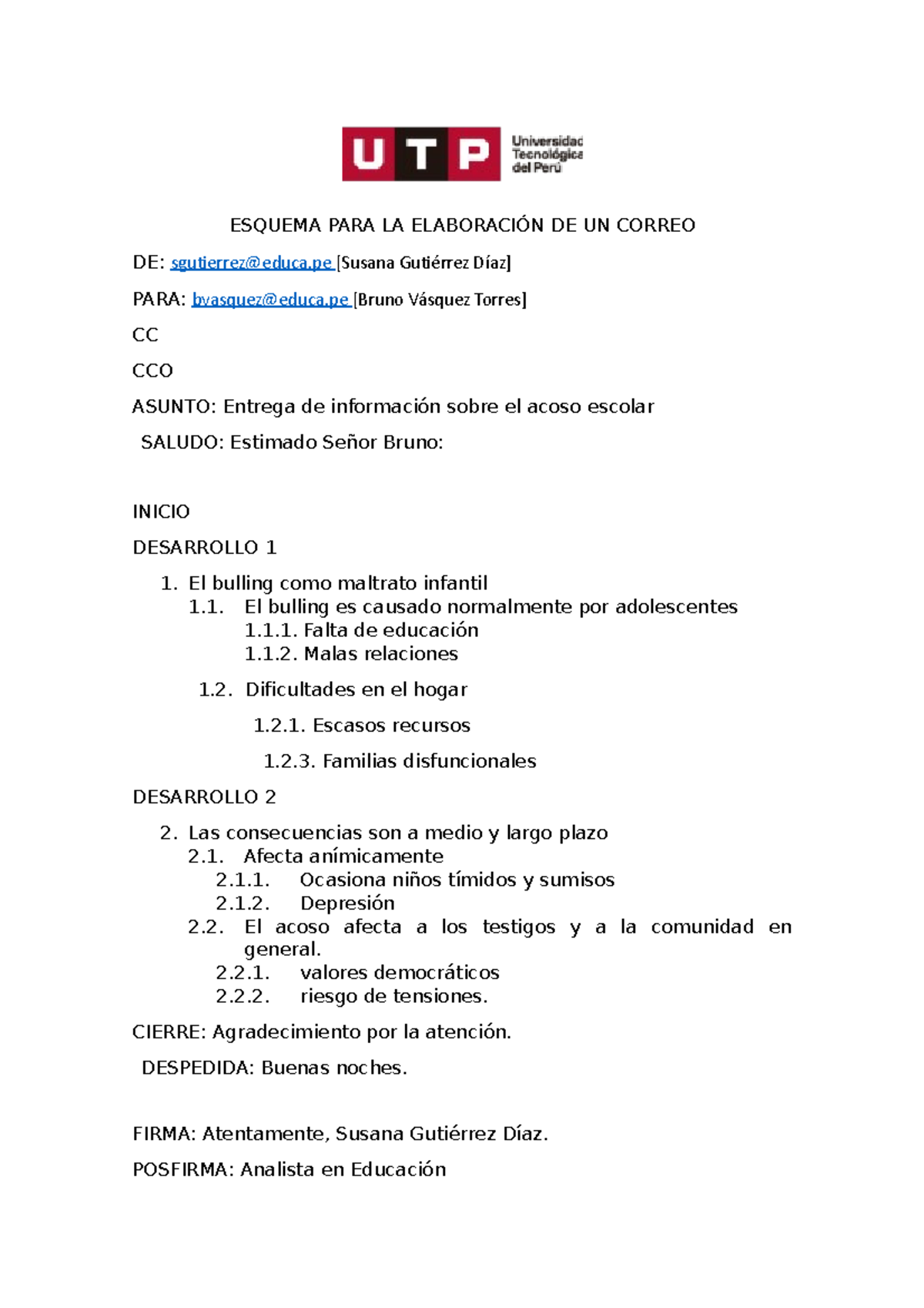 Esquema PARA LA Elaboración DE UN Correo Electrónico Semana 01 ...