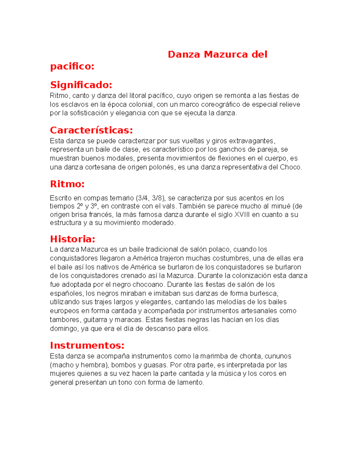 Danza Mazurca del pacifico - Danza Mazurca del pacifico: Significado ...