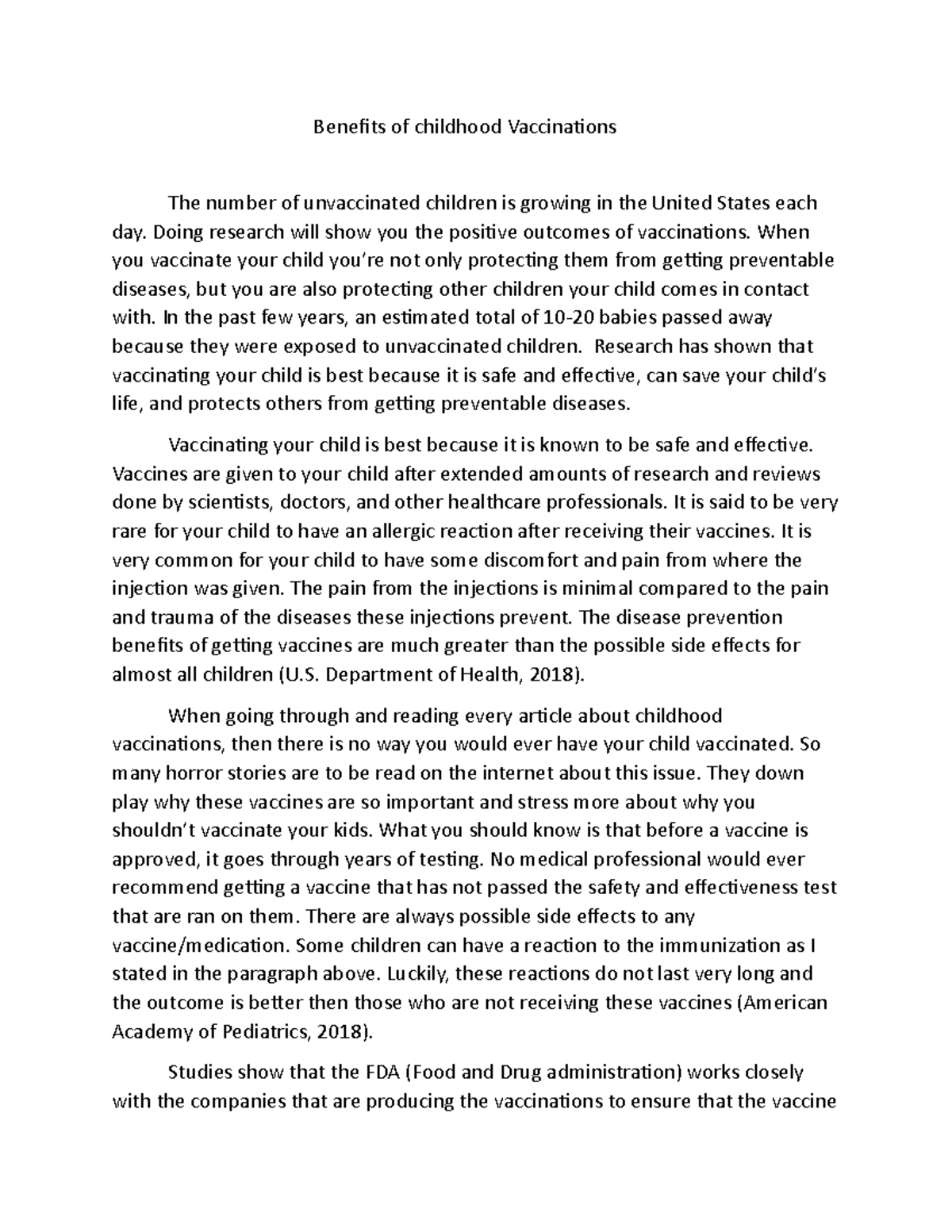 Benefits of childhood Vaccinations 1 - Doing research will show you the ...