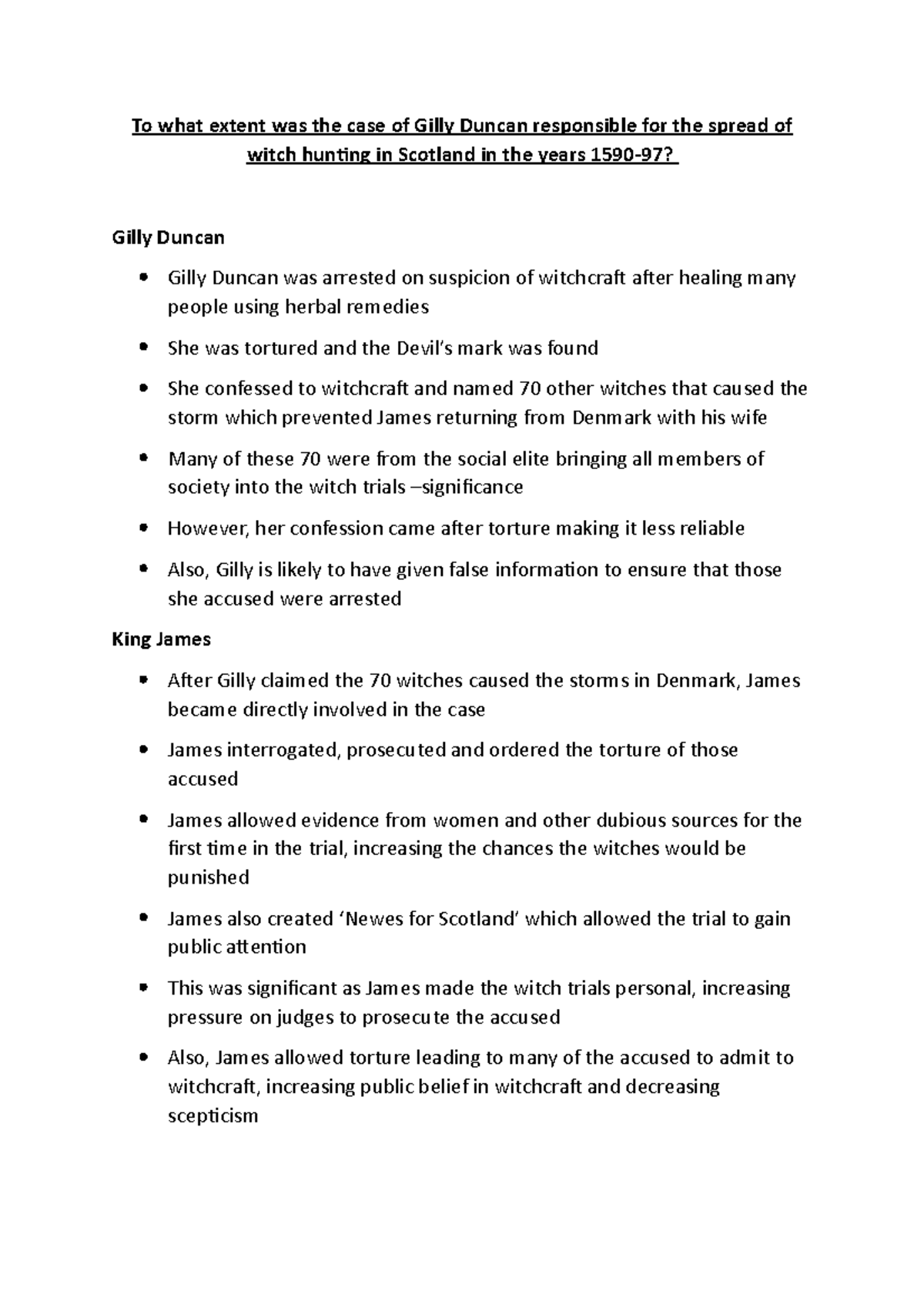 Scotland Q - Grade: A - To what extent was the case of Gilly Duncan ...